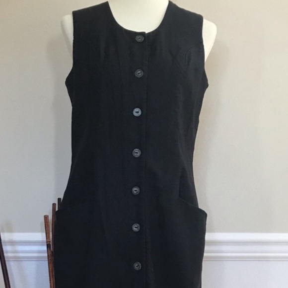 Valerie Stevens | Dresses | Valerie Stevens Black Linen Button Up Maxi ...